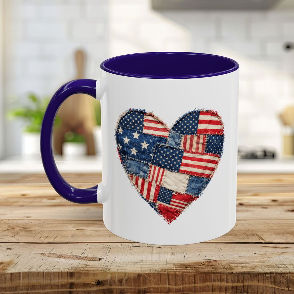 American Flag Patchwork Heart Mug (11/15oz) – Wild Petal Threads