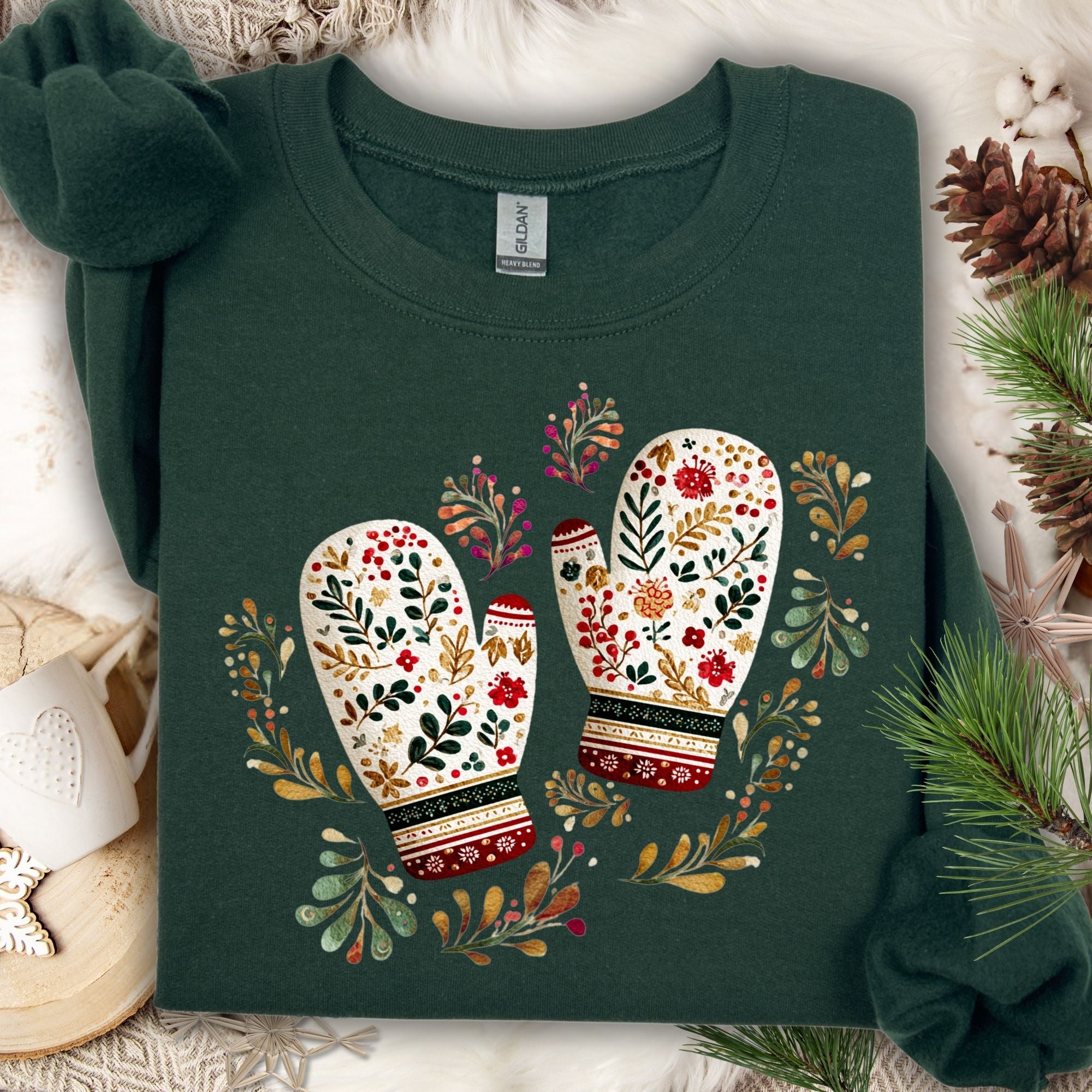 Folk Art Winter Mittens Sweatshirt – Wild Petal Threads